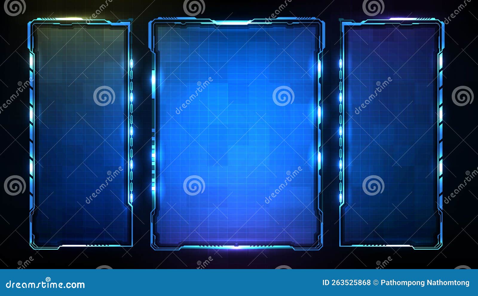 Abstract Futuristic Background Blue Glowing Technology Sci Fi Frame Hud ...
