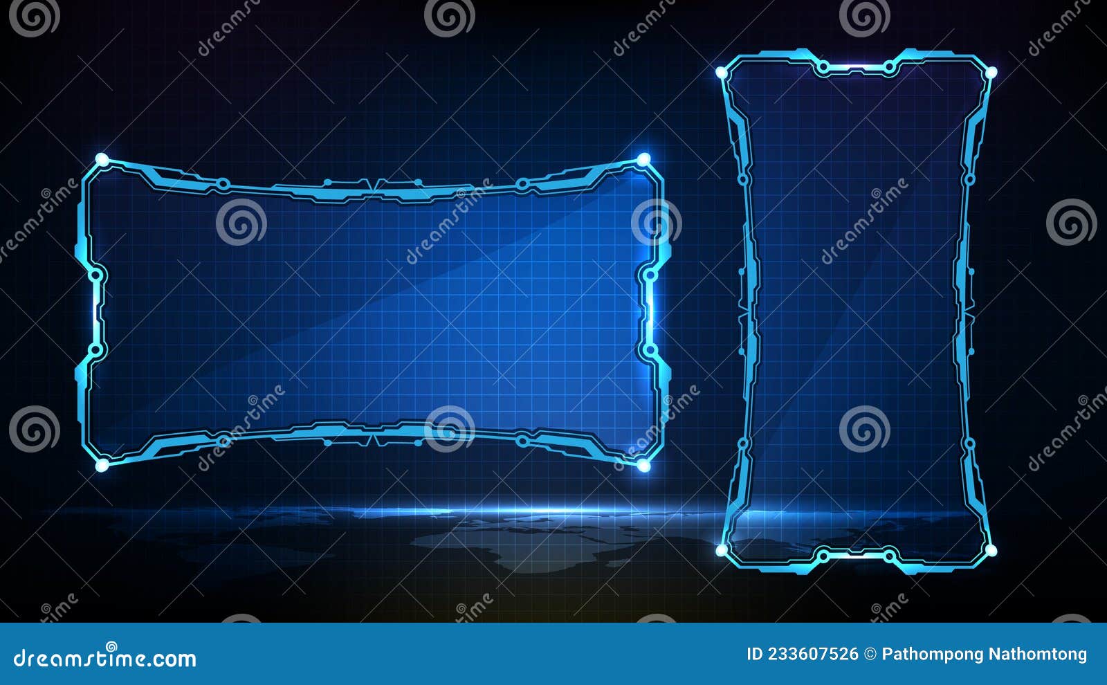 Futuristic Background of Blue Glowing Technology Sci Fi Frame Hud Ui ...