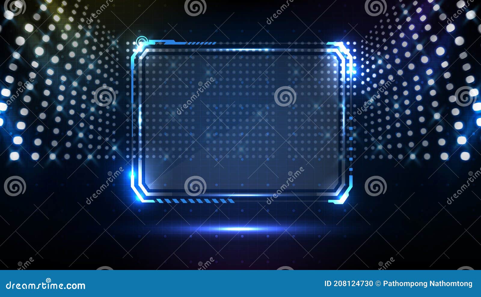 Futuristic Background of Blue Glowing Technology Sci Fi Frame Hud ...