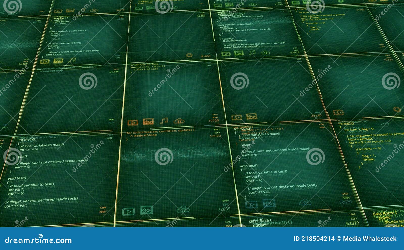 Abstract Futuristic Background With A Complex Hacking Computer Code Seamless Loop Animation