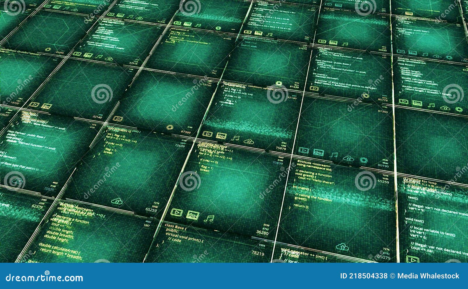 Abstract Futuristic Background With A Complex Hacking Computer Code, Seamless Loop. Animation ...