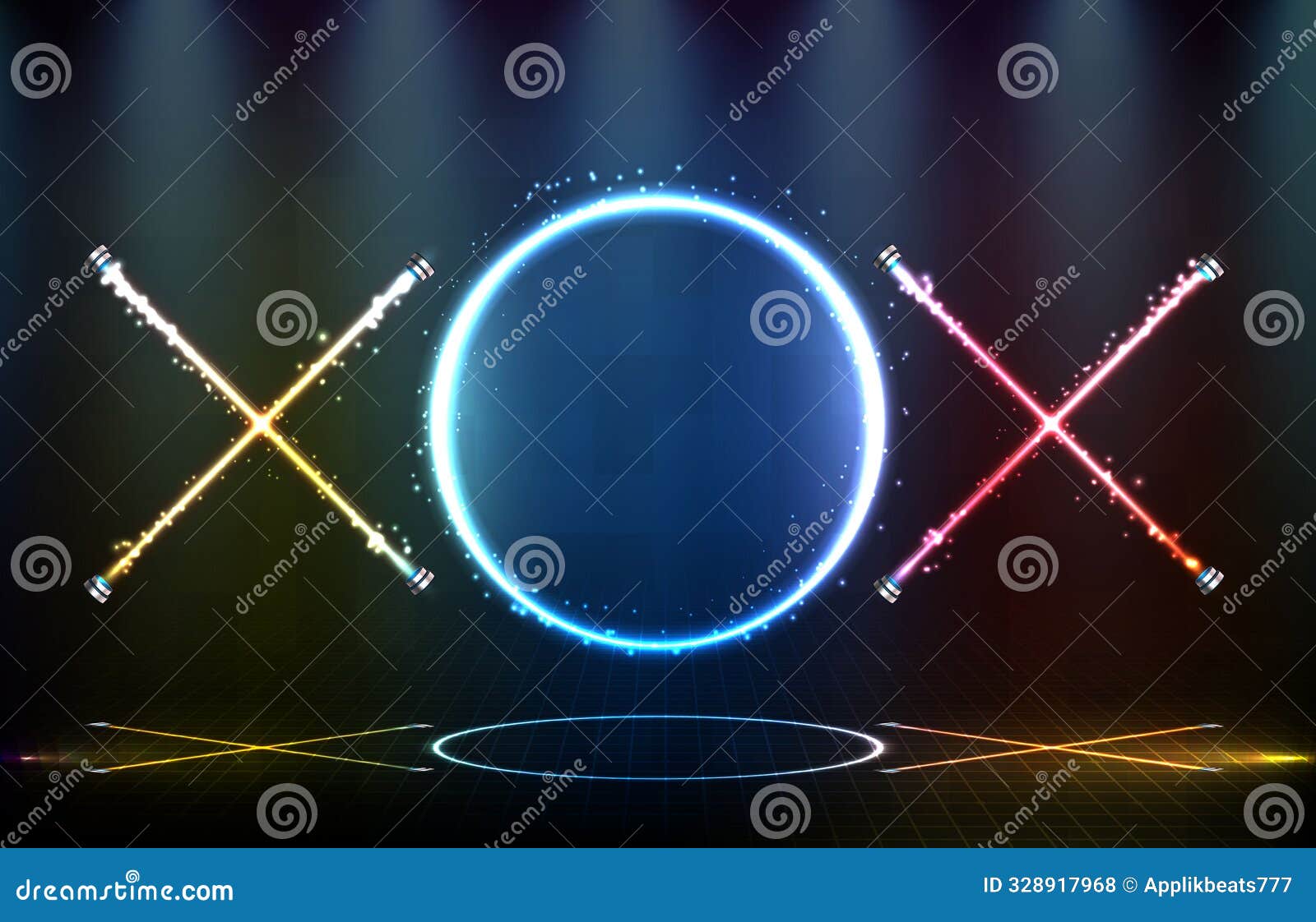 Abstract Futuristic Background of Neon Circle and Cross Stage ...