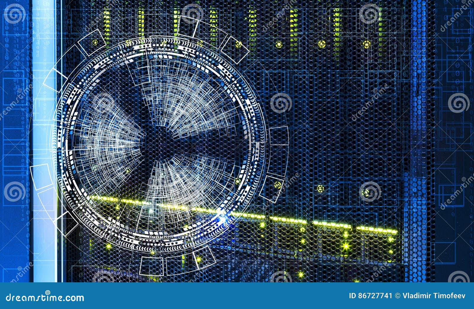 Abstract Futuristic Background Over the Disk Storage of the ...