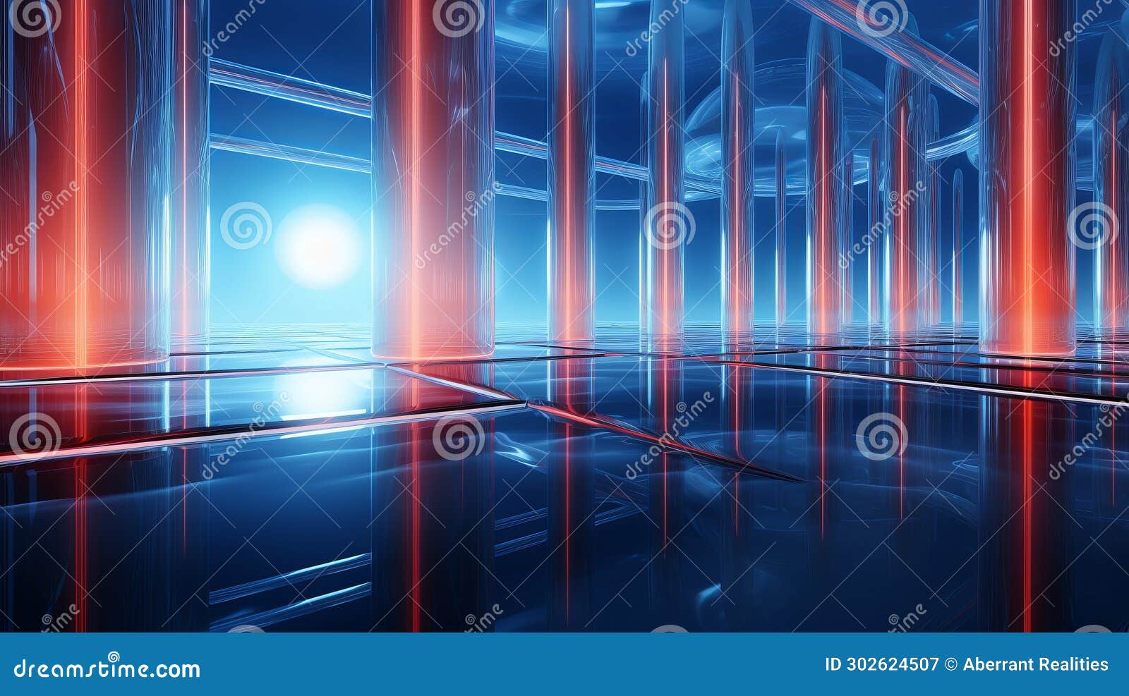 Abstract Futuristic Background with Red and Blue Lights Stock ...