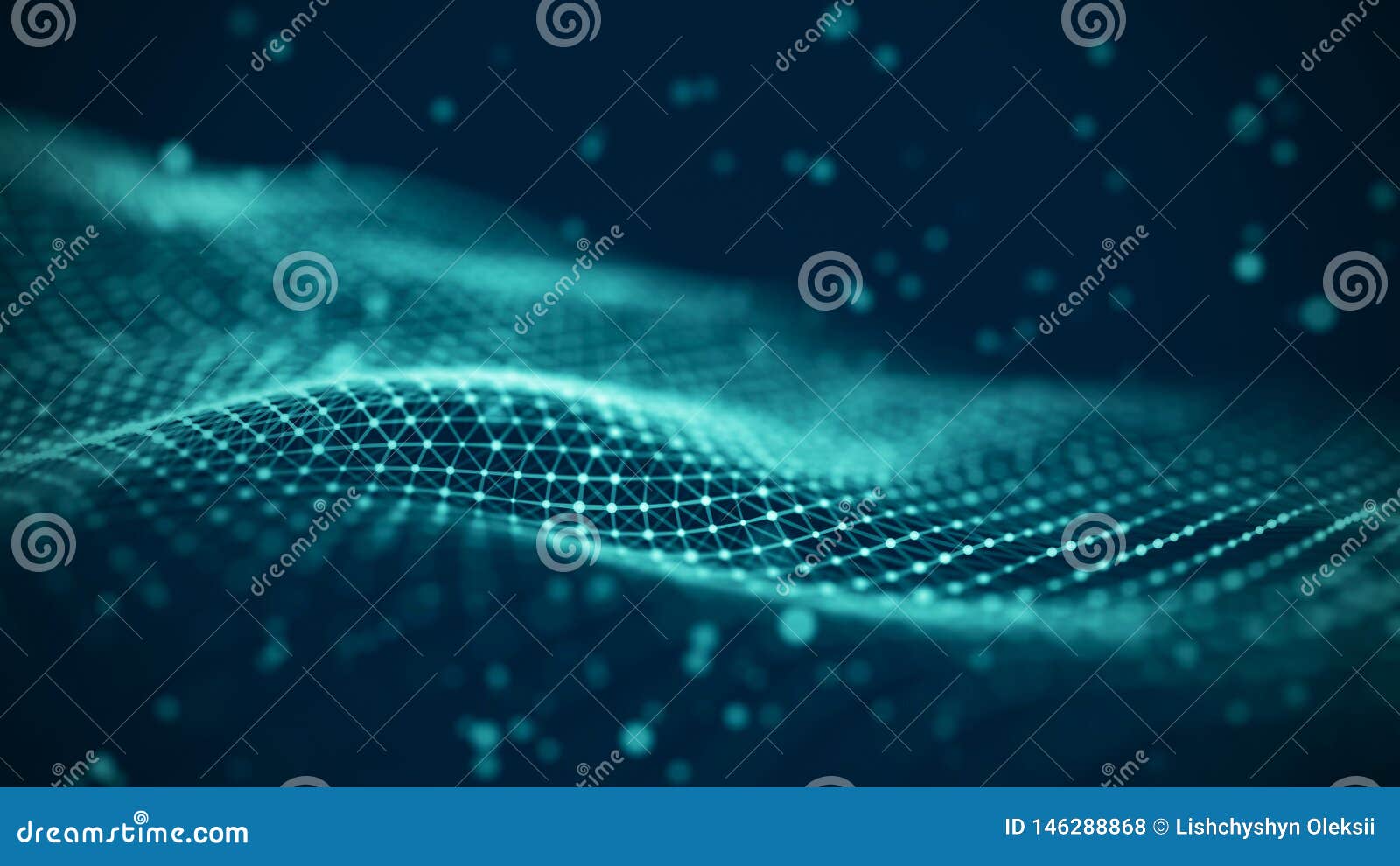 Abstract Futuristic Background. Wave with Connecting Dots and Lines on ...