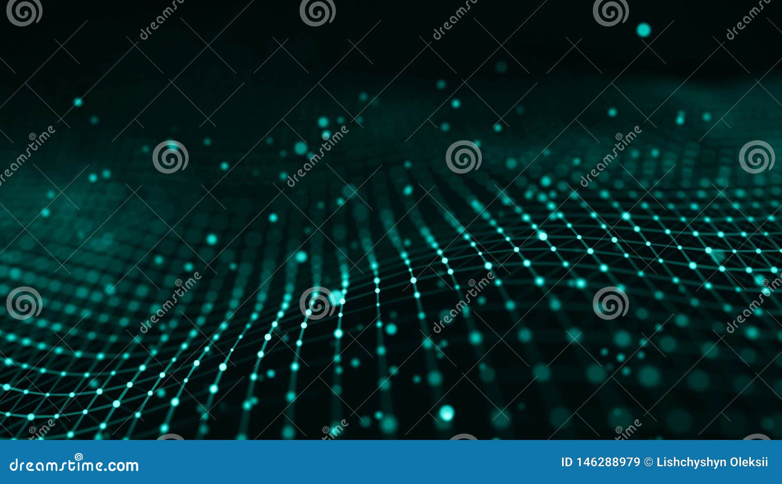 Abstract Futuristic Background. Wave with Connecting Dots and Lines on ...