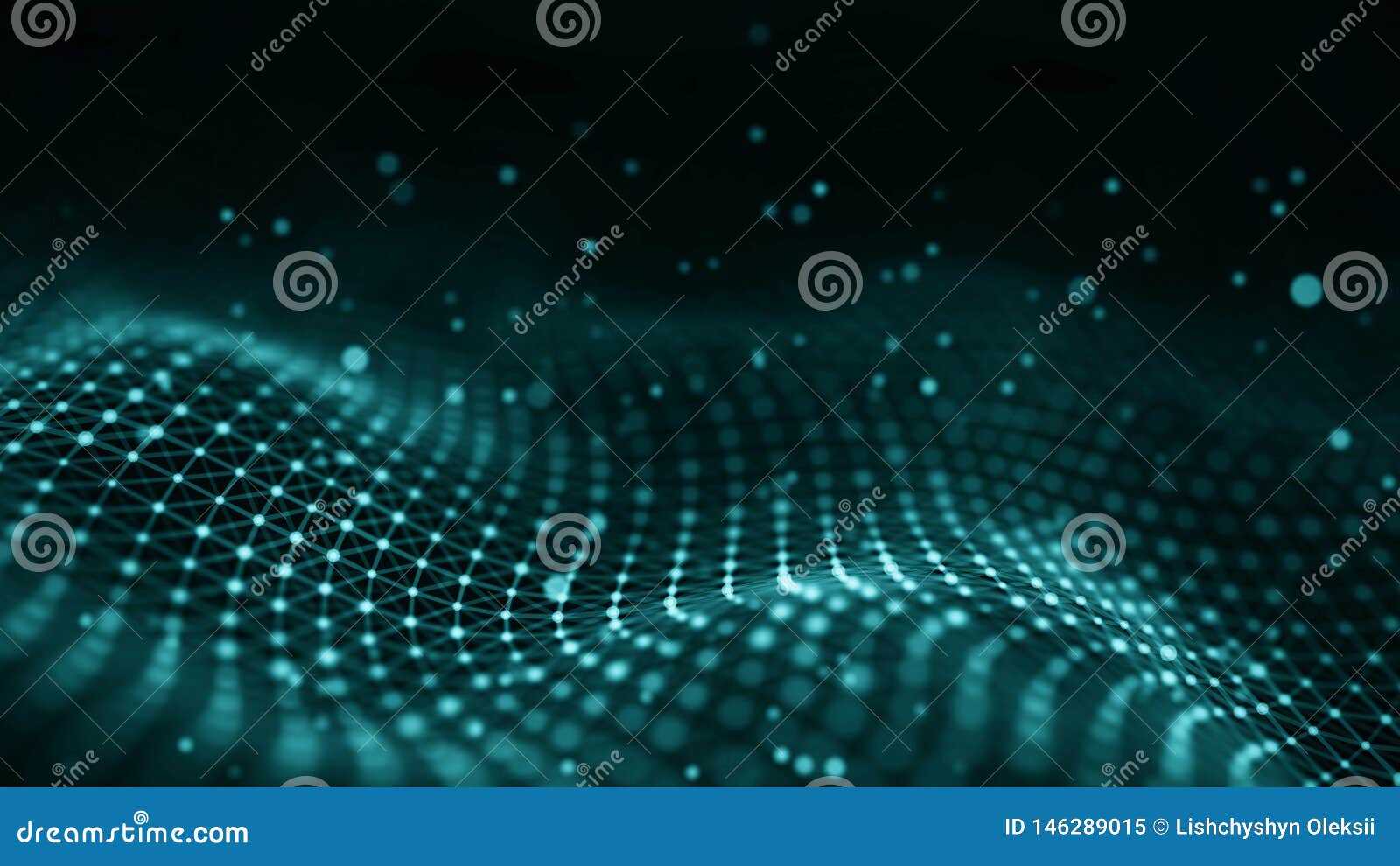 Abstract Futuristic Background. Wave with Connecting Dots and Lines on ...