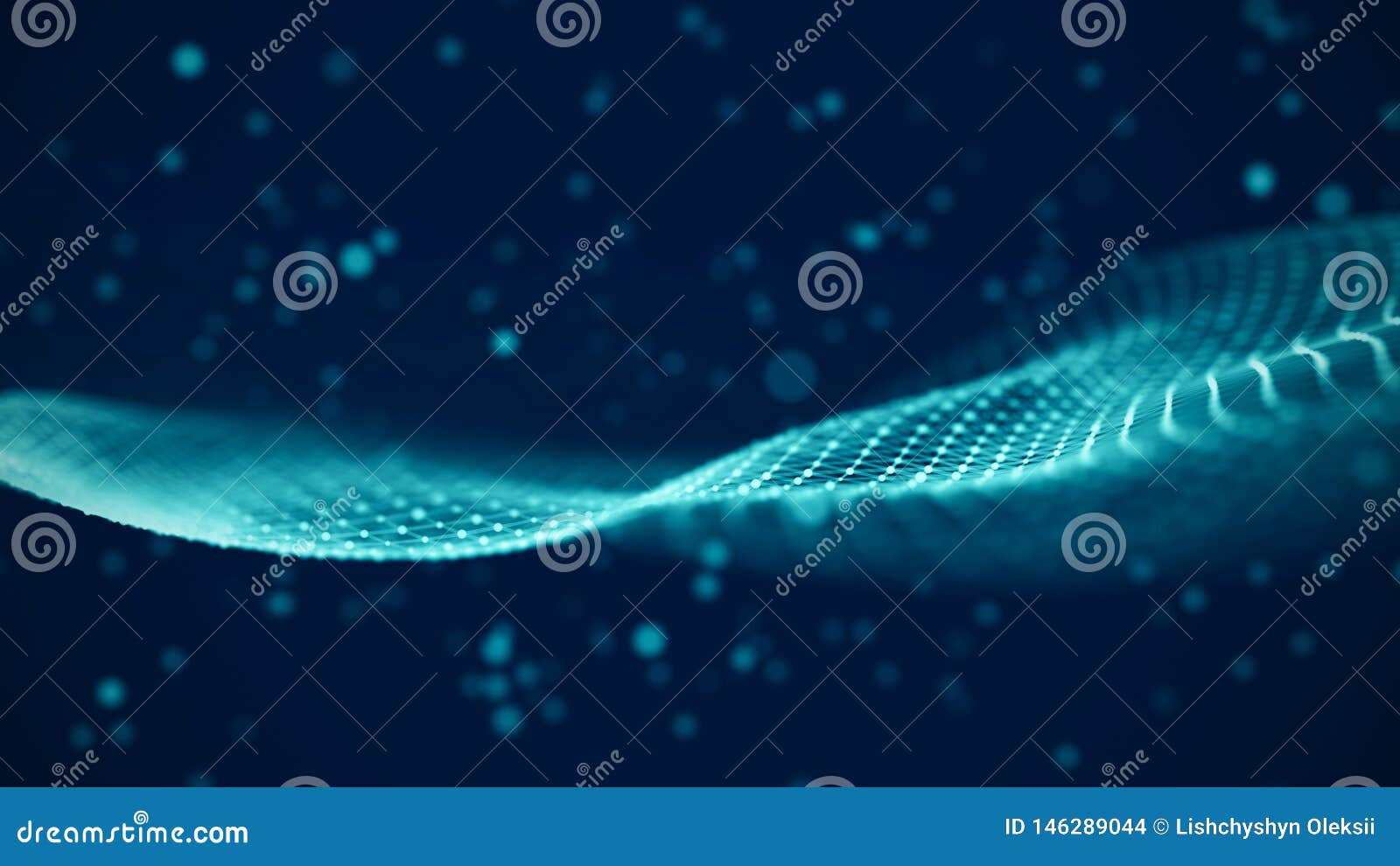 Abstract Futuristic Background. Wave with Connecting Dots and Lines on ...