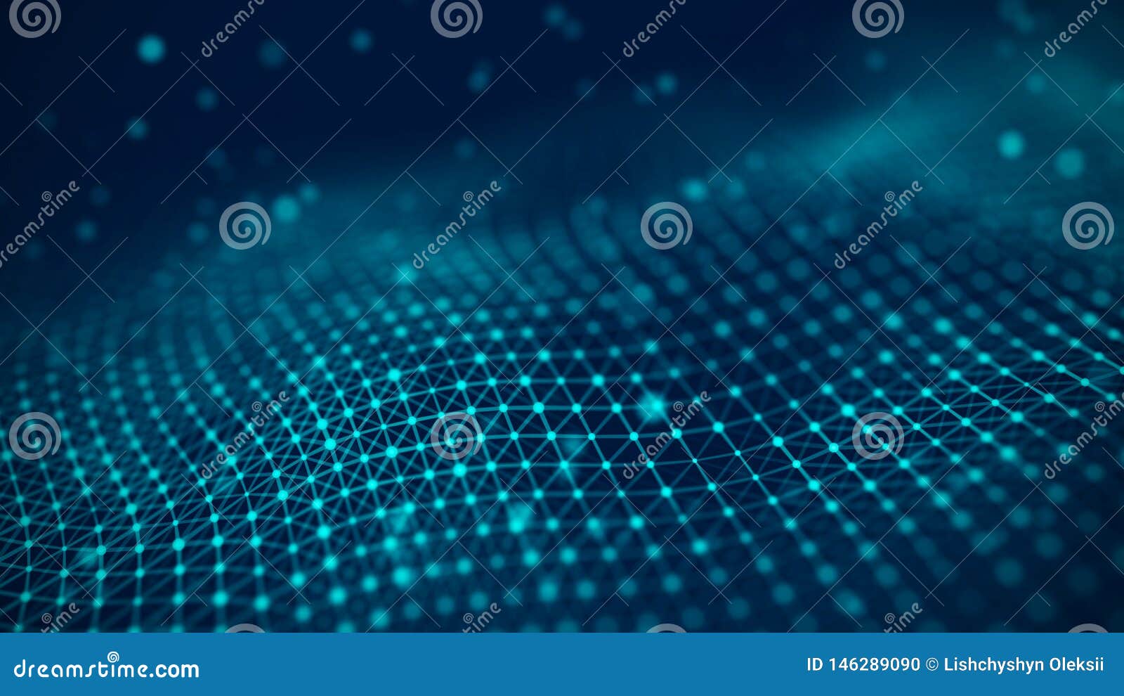 Abstract Futuristic Background. Wave with Connecting Dots and Lines on ...