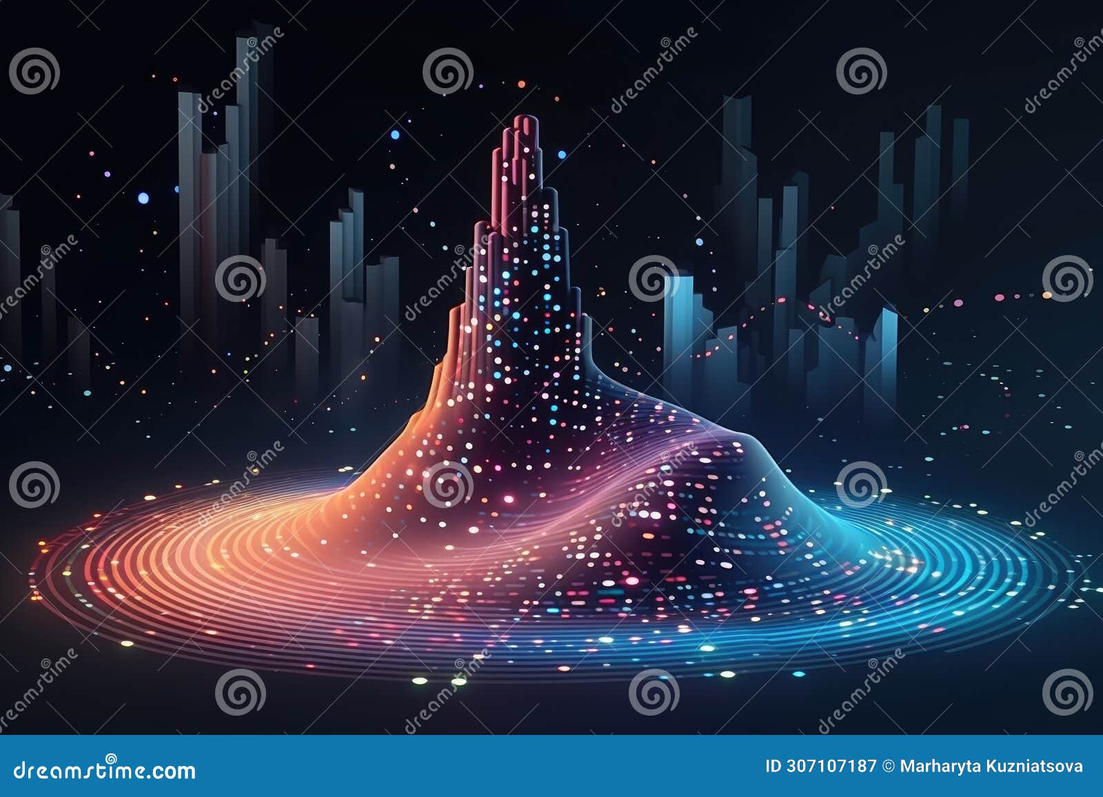 Abstract Futuristic Background. Wave of Dots and Lines Stock Illustration - Illustration of beat ...