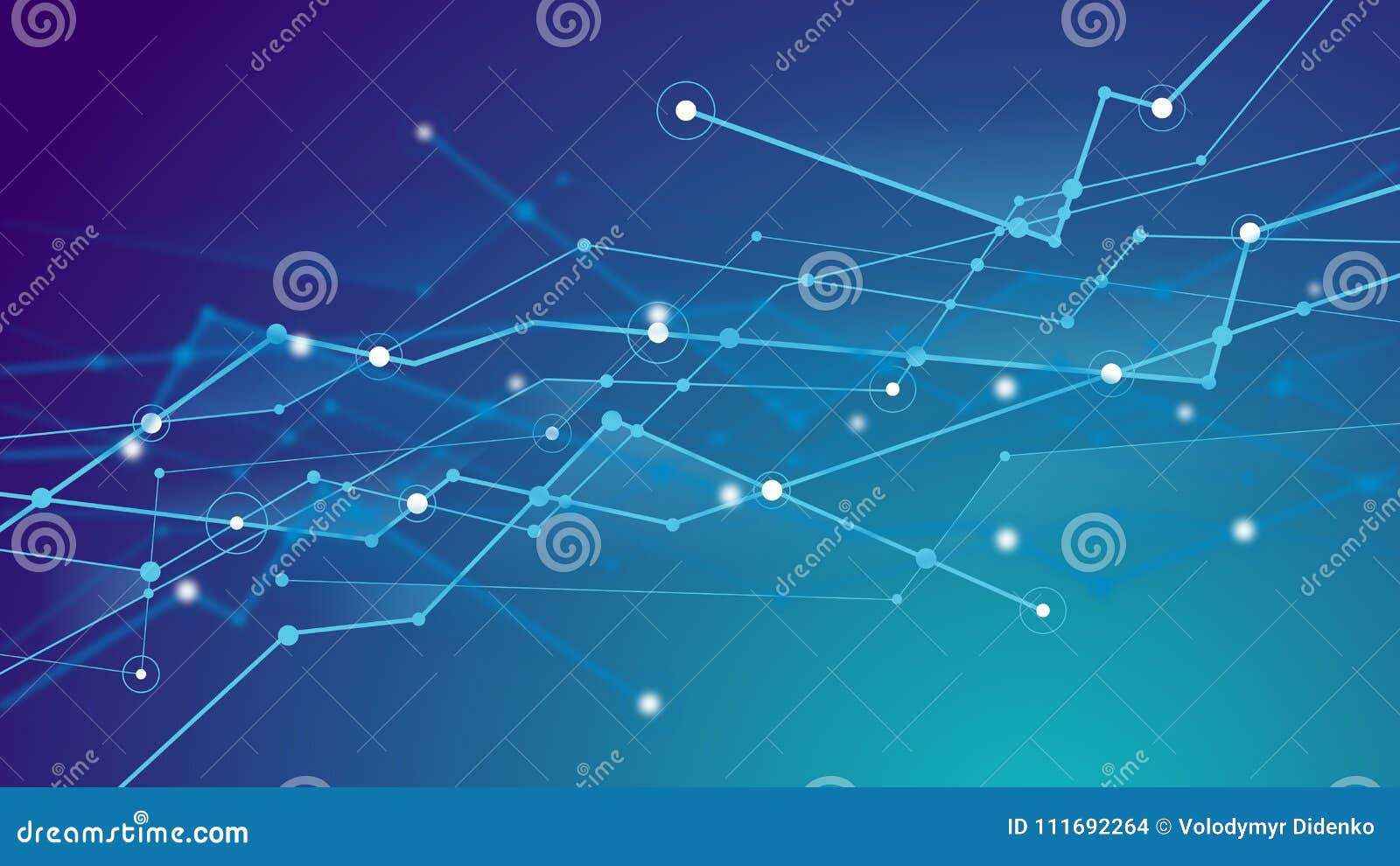 Abstract Futuristic Blockchain Blue Blurred Background. Connected Dots ...