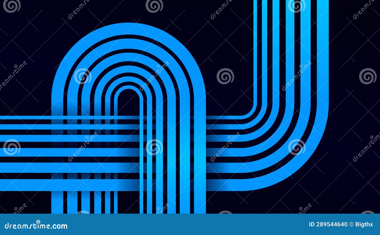 Abstract Futuristic Blue Background with Retro Wavy Lines. Vector ...