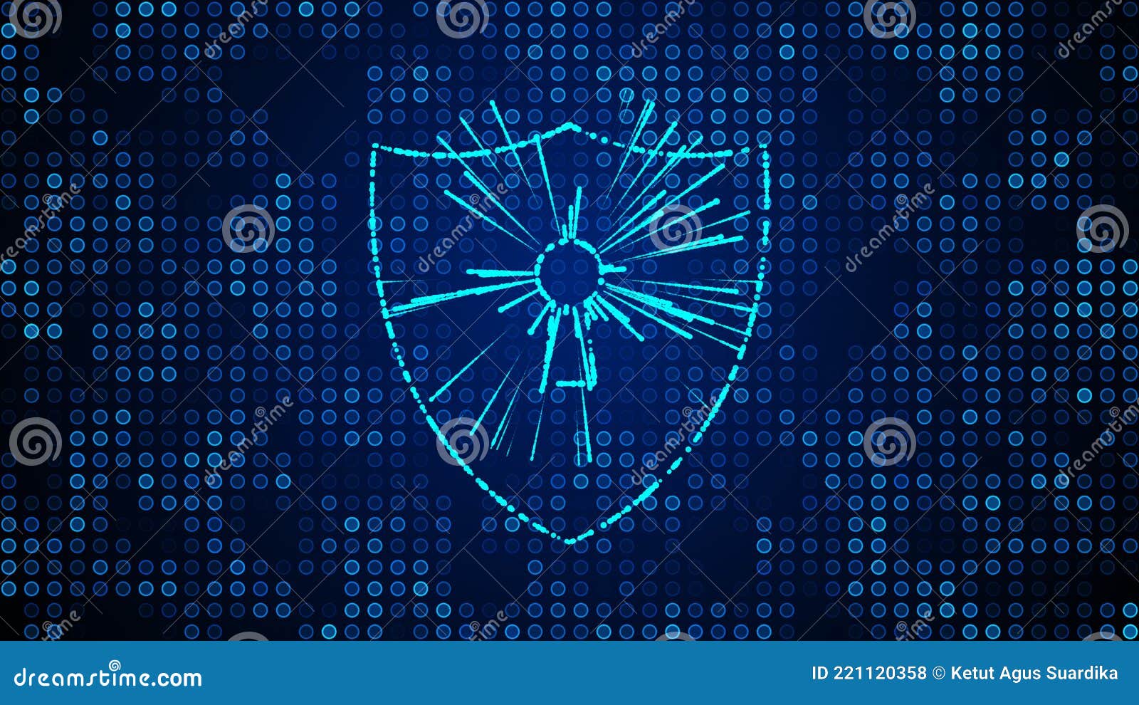 Futuristic Blue Shiny Cyber Security with Shield Lock and Light Burst ...