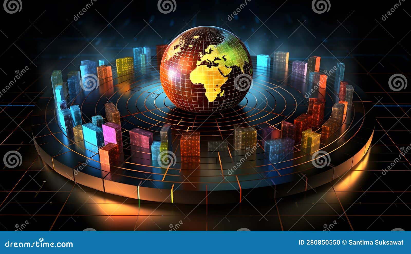 Abstract Futuristic Business Strategy Data Graph Background. Generative ...