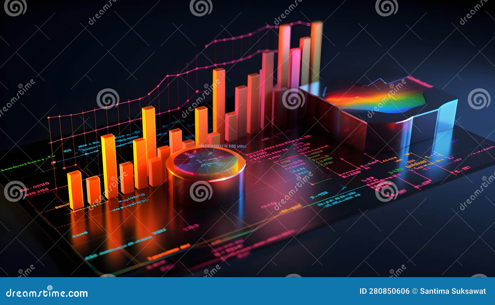 Abstract Futuristic Business Strategy Data Graph Background. Generative ...