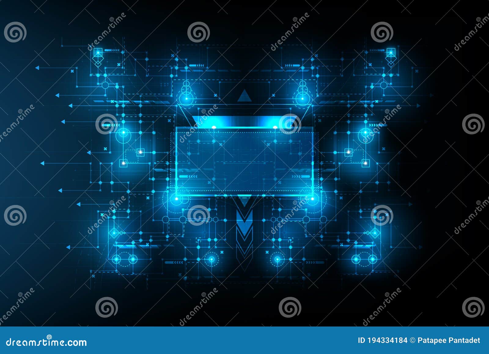 Abstract Futuristic Circuit Connection Board Wtih Space Frame on Ther ...
