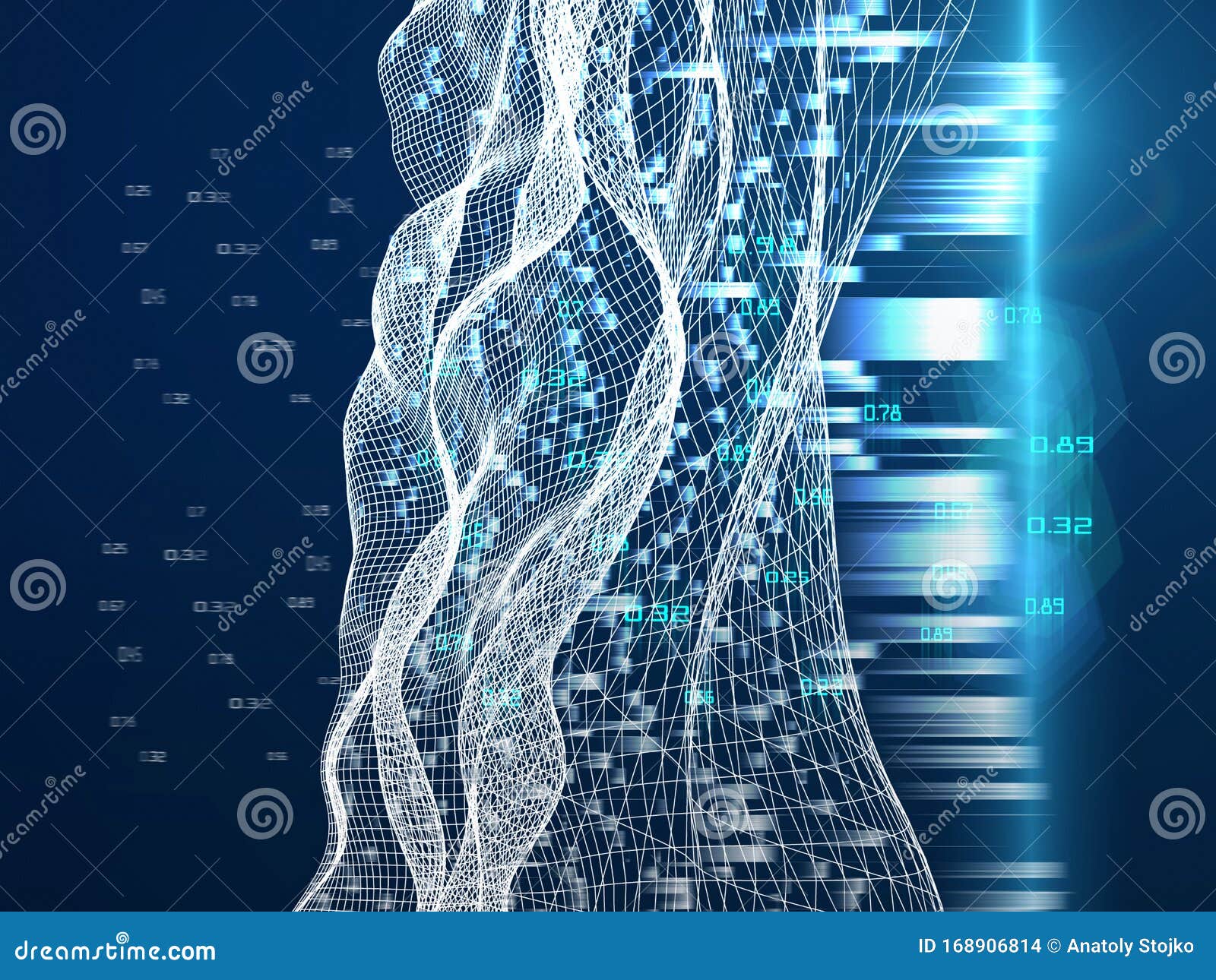 Abstract Futuristic Concept of Predictive Analysis. Big Data. Quantum ...