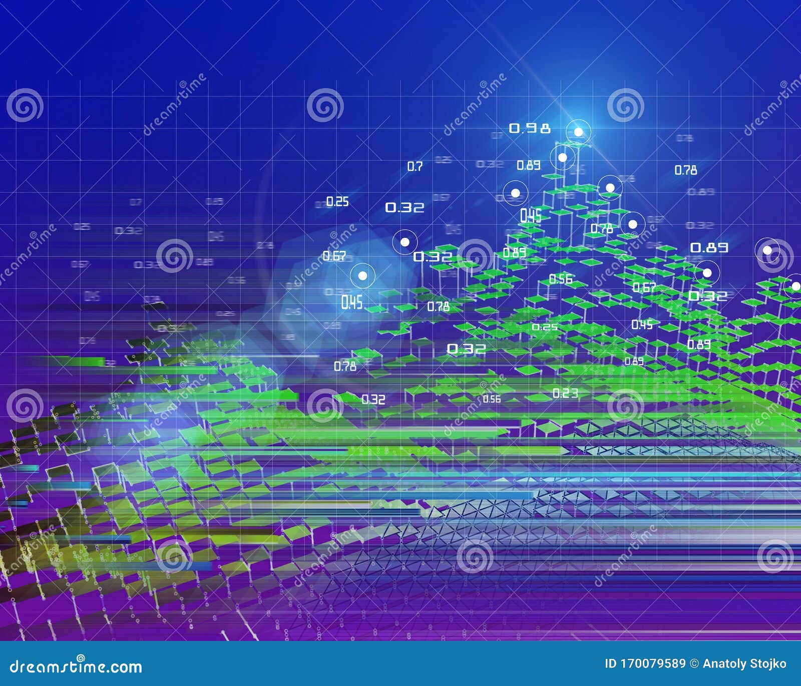Abstract Futuristic Concept of Predictive Analyze. Big Data. Quantum Virtual Cryptography Stock ...