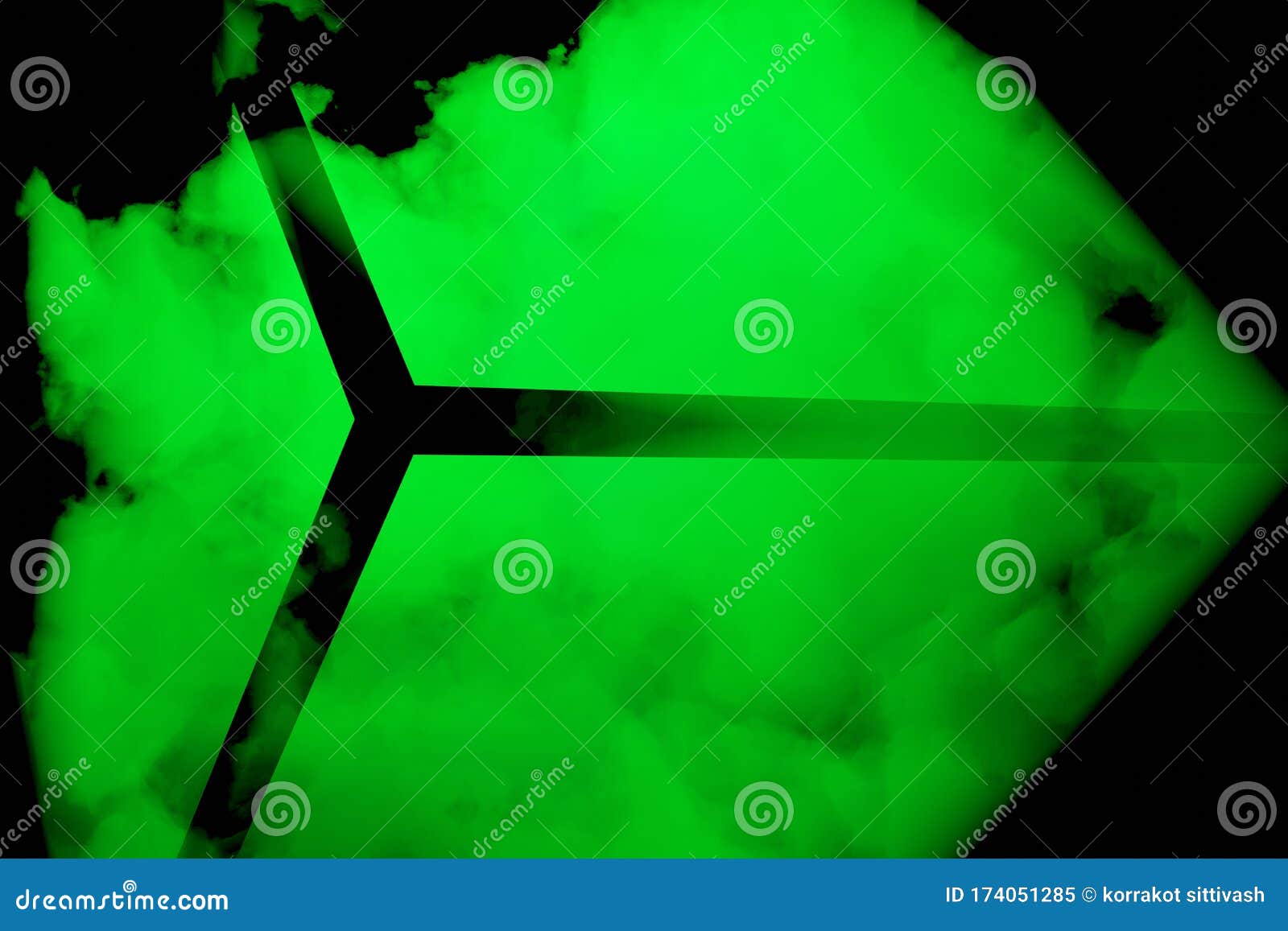 Abstract Futuristic Cube with Smoke and Glowing Flashlight, 3d ...