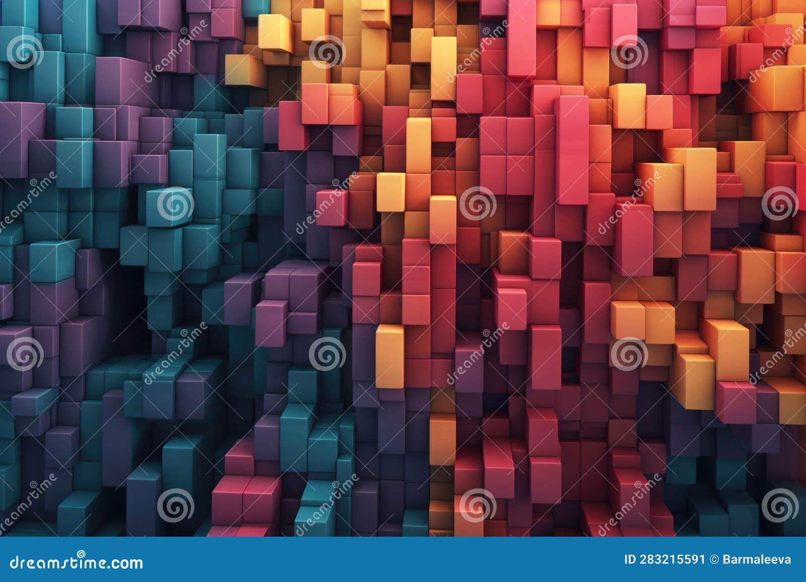 Abstract Futuristic Cubes Shape Background. Poster with Random Cubes in ...