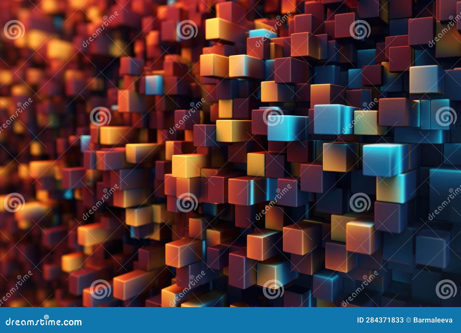 Abstract Futuristic Cubes Shape Background. Poster with Random Cubes in ...