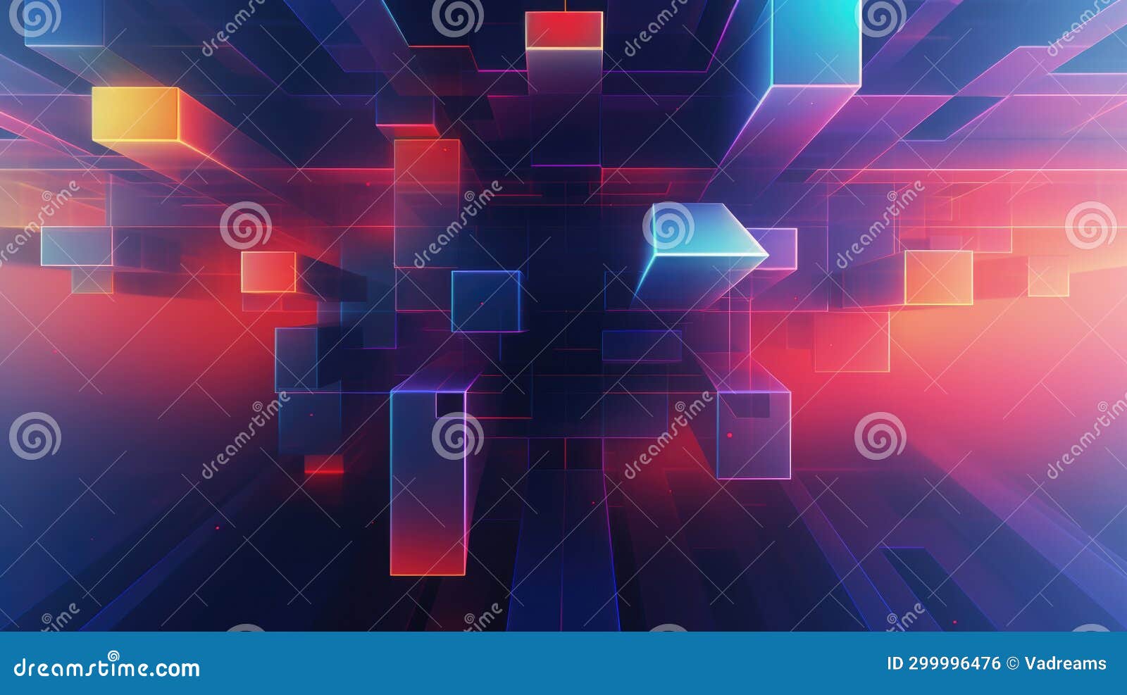 Abstract Futuristic, Cyber Space, Technology Neon Background. Geometric ...