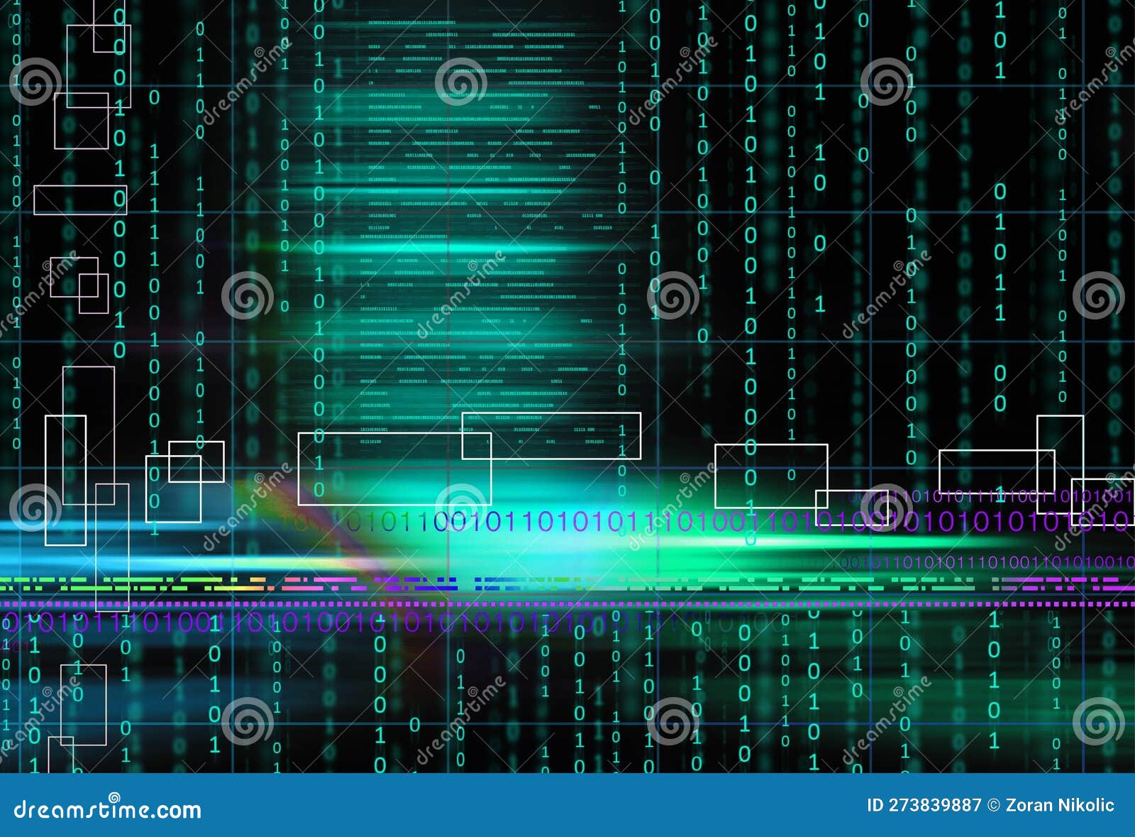 Cyan Abstract Cyber Future Technology Concept on a Black Background ...