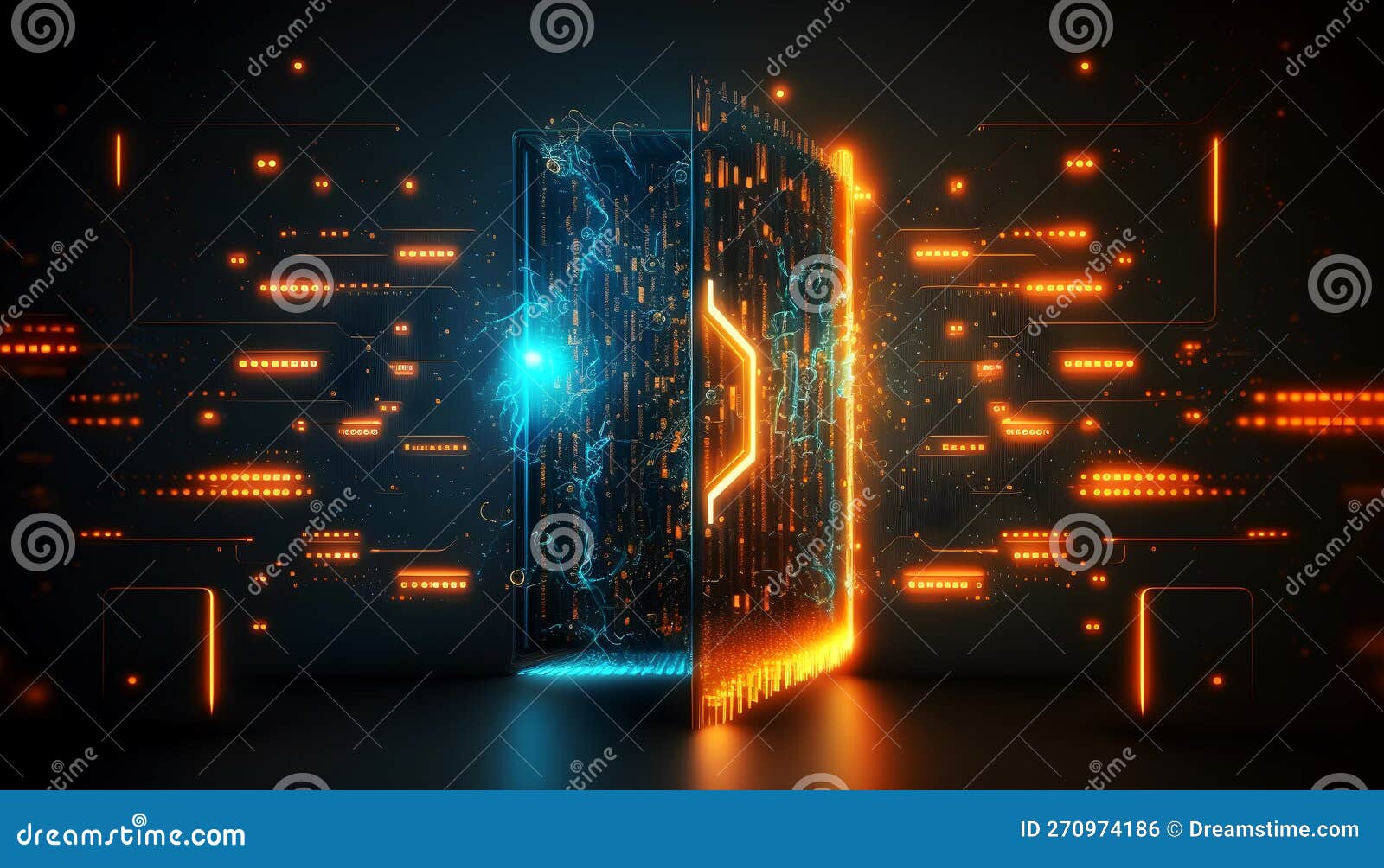Abstract Futuristic Cyberspace with Binary Code, Illustration Ai ...