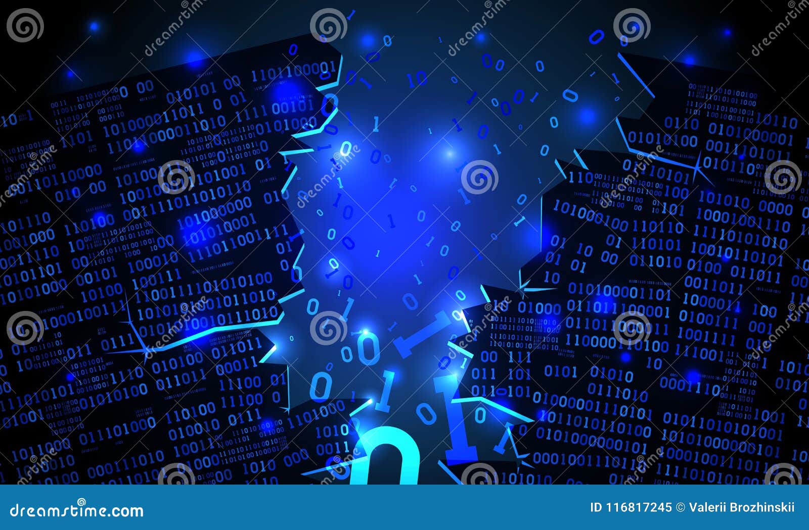 Abstract Futuristic Cyberspace Hacked Array Of Binary Data Broken Falling Binary Code Matrix