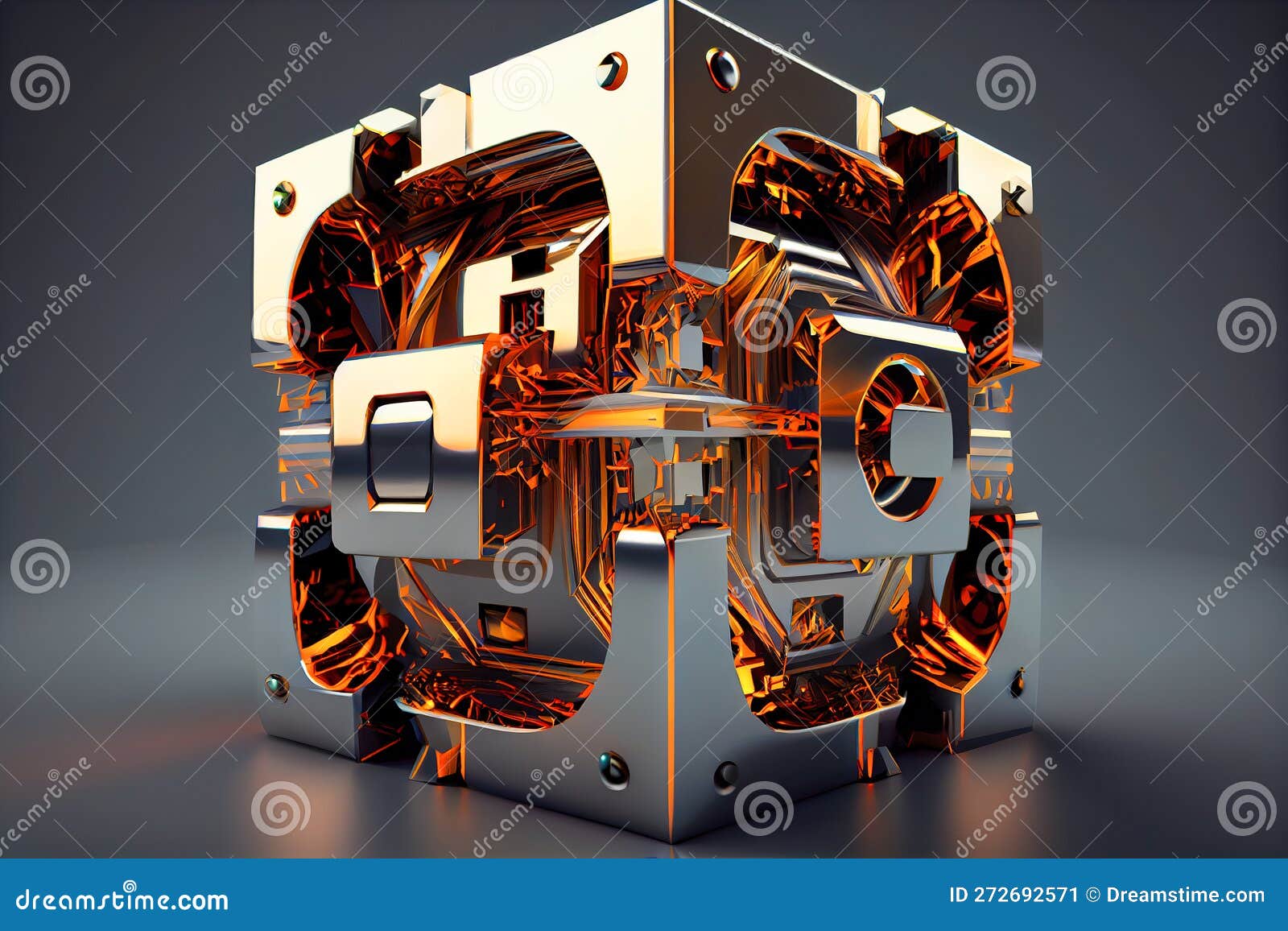 Abstract Futuristic 3d Metal Cube. Generative AI, Generative, AI Stock ...