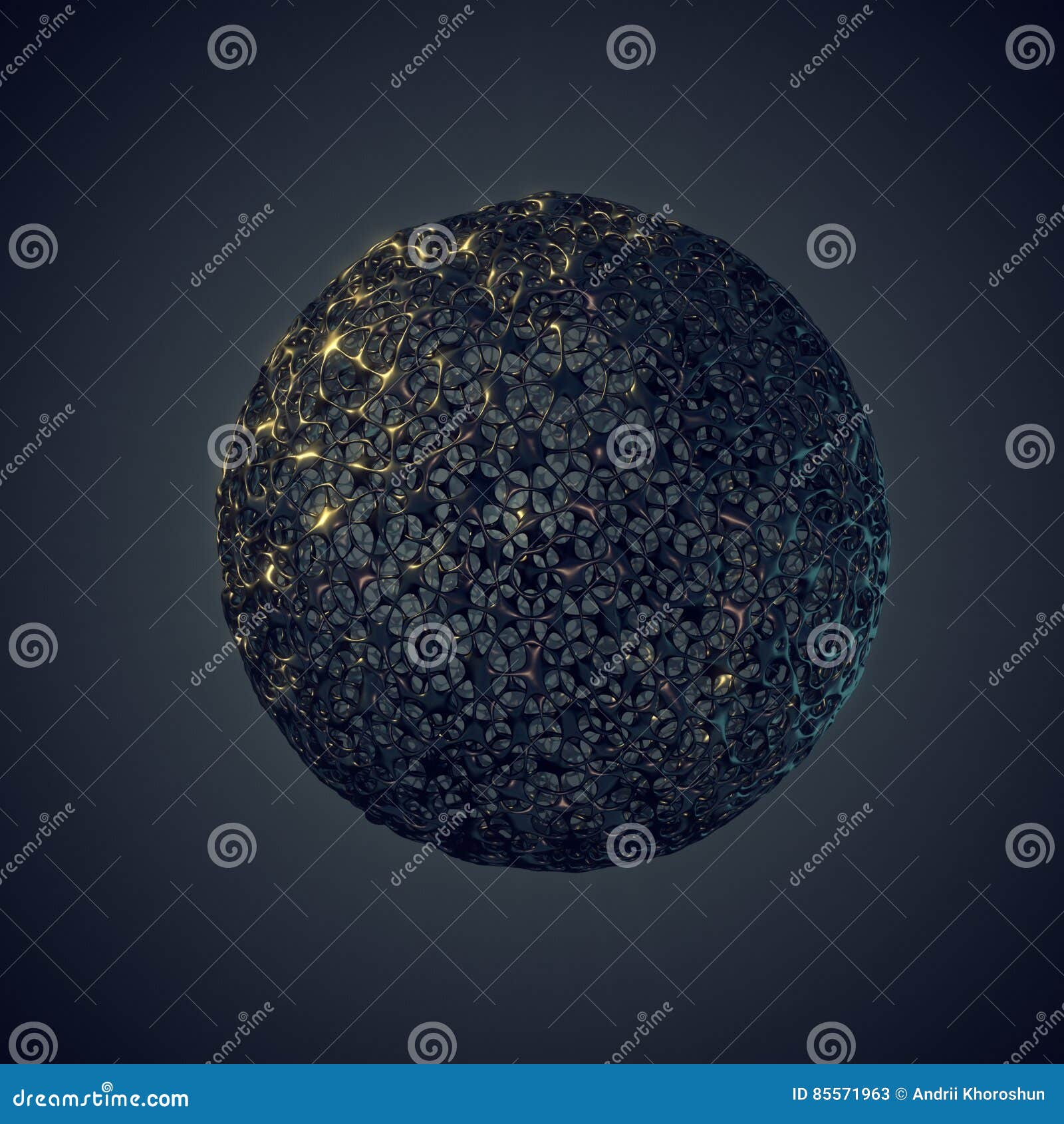 Abstract Futuristic Dark Sphere. 3d Rendering Stock Illustration ...