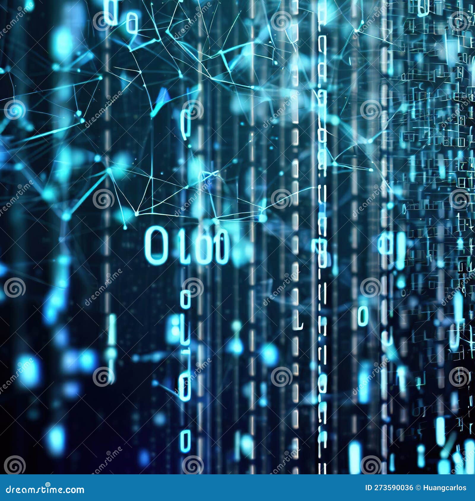 Abstract Futuristic Digital Big Data Landscape Particles with ...