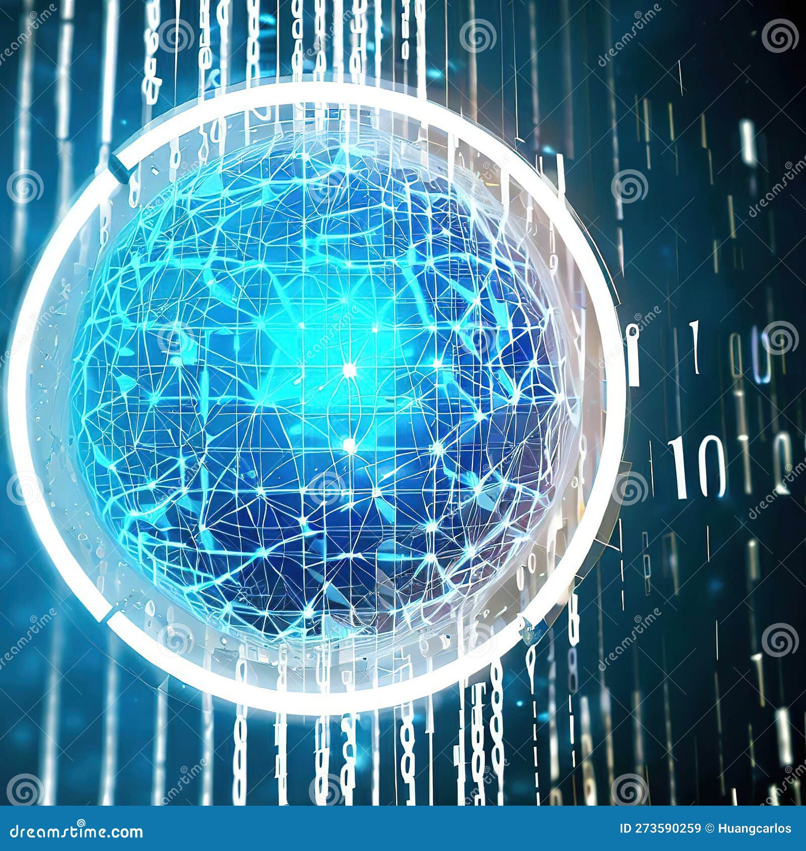 Abstract Futuristic Digital Big Data Landscape Particles with ...