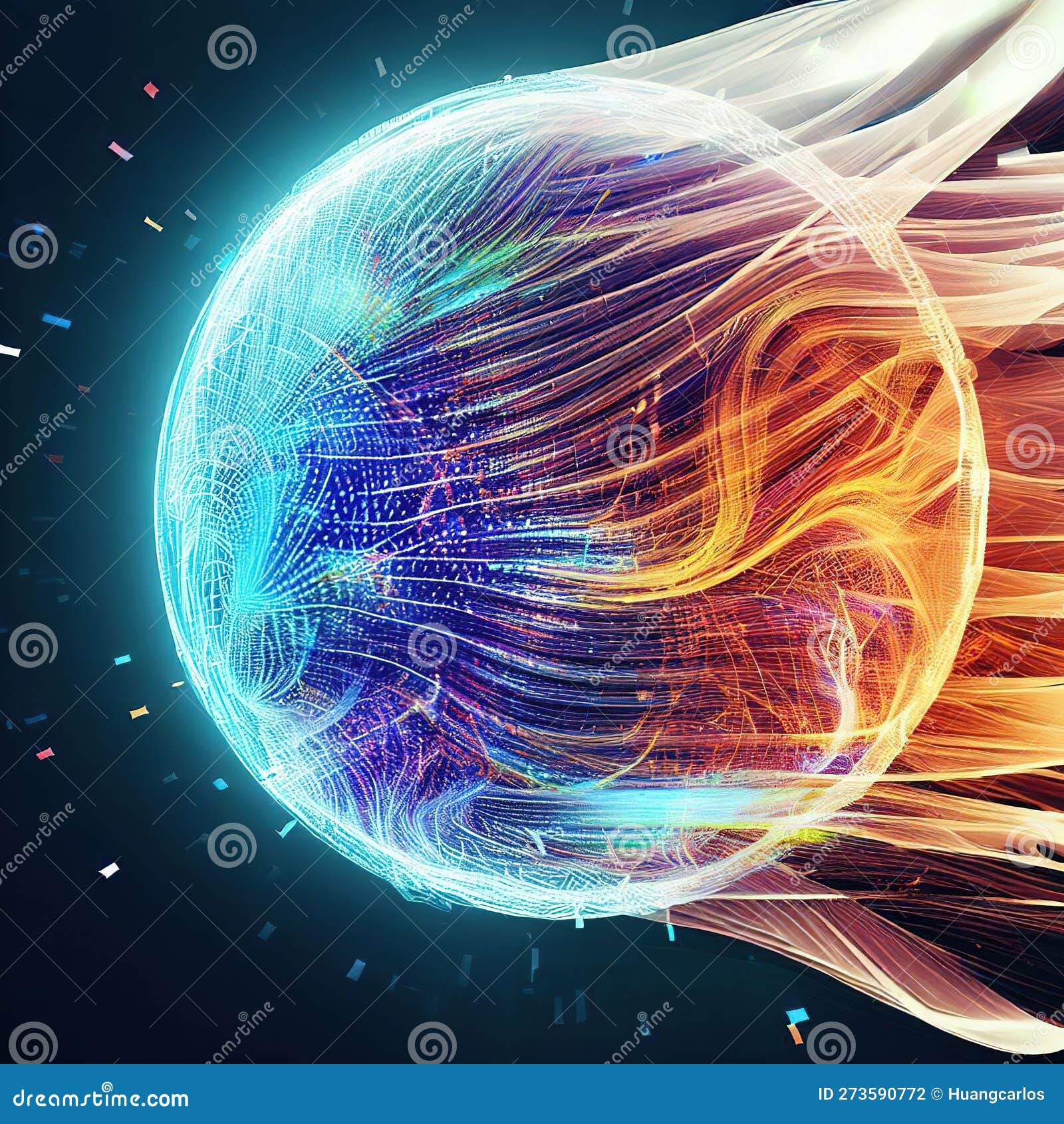 Abstract Futuristic Digital Big Data Landscape Particles with ...