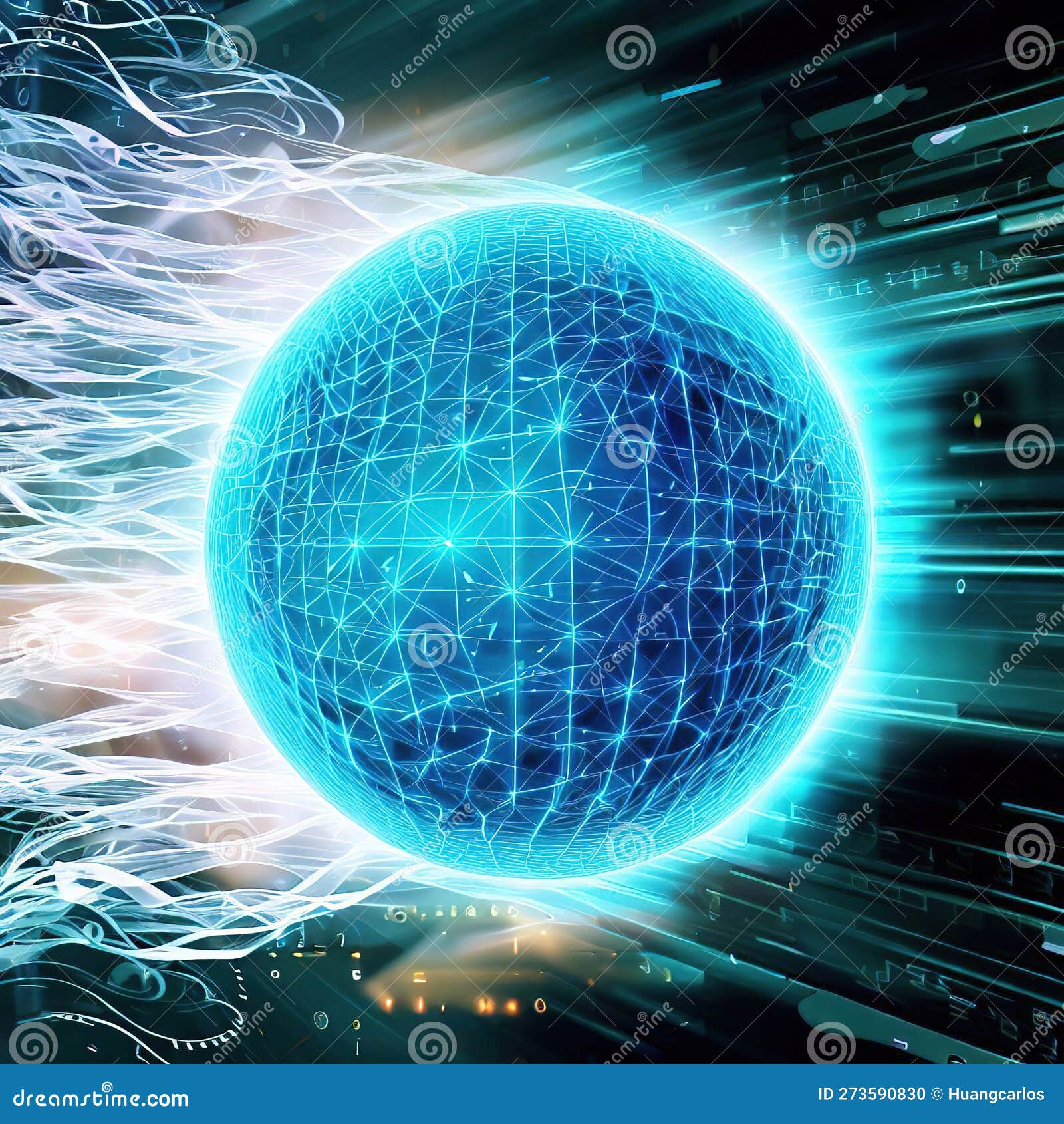 Abstract Futuristic Digital Big Data Landscape Particles with ...