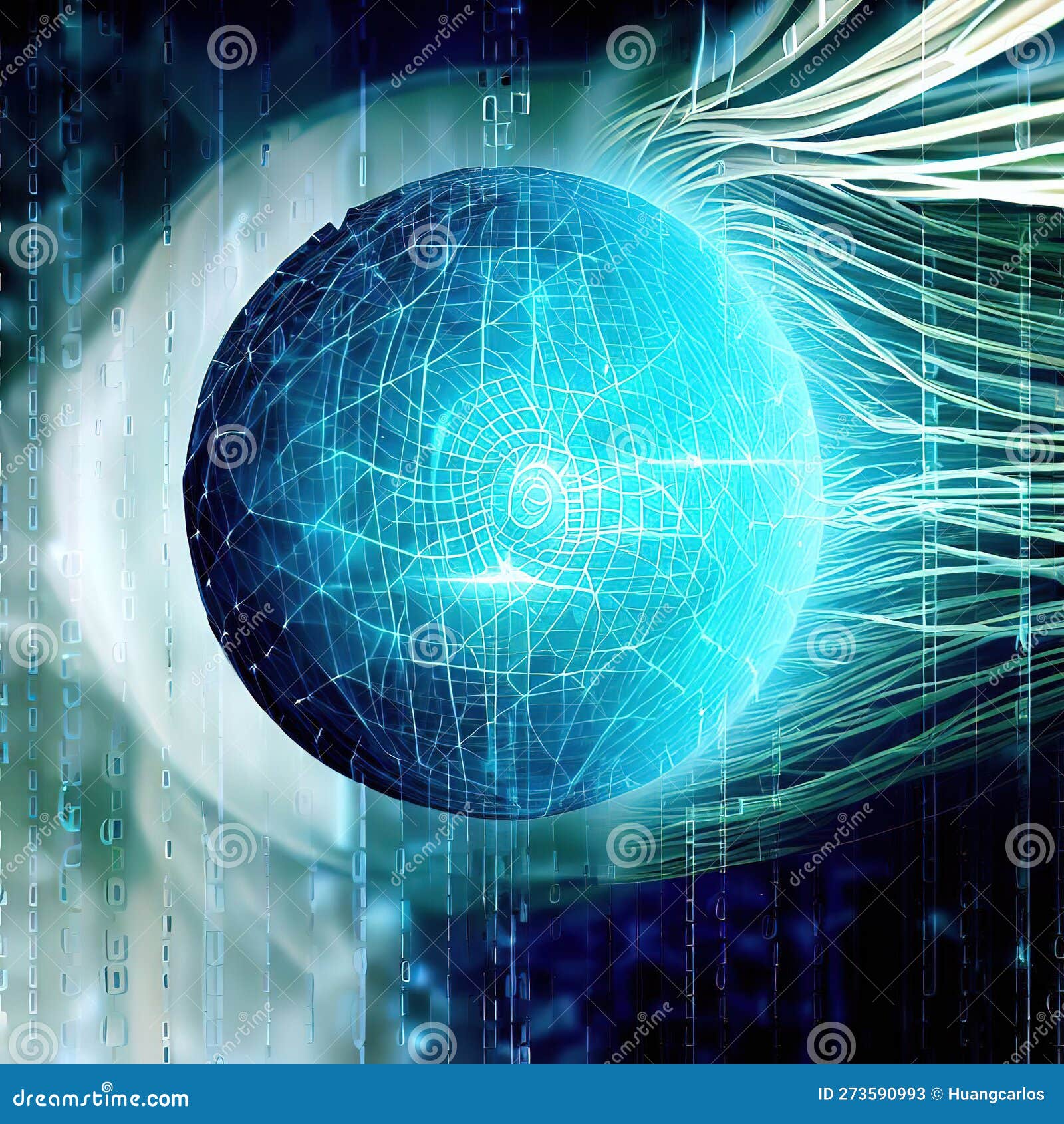 Abstract Futuristic Digital Big Data Landscape Particles with ...