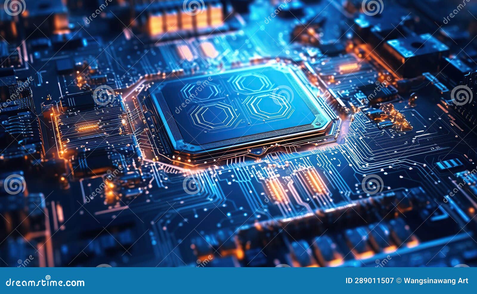 Abstract Futuristic Digital Technology Background, Cpu Motherboard ...