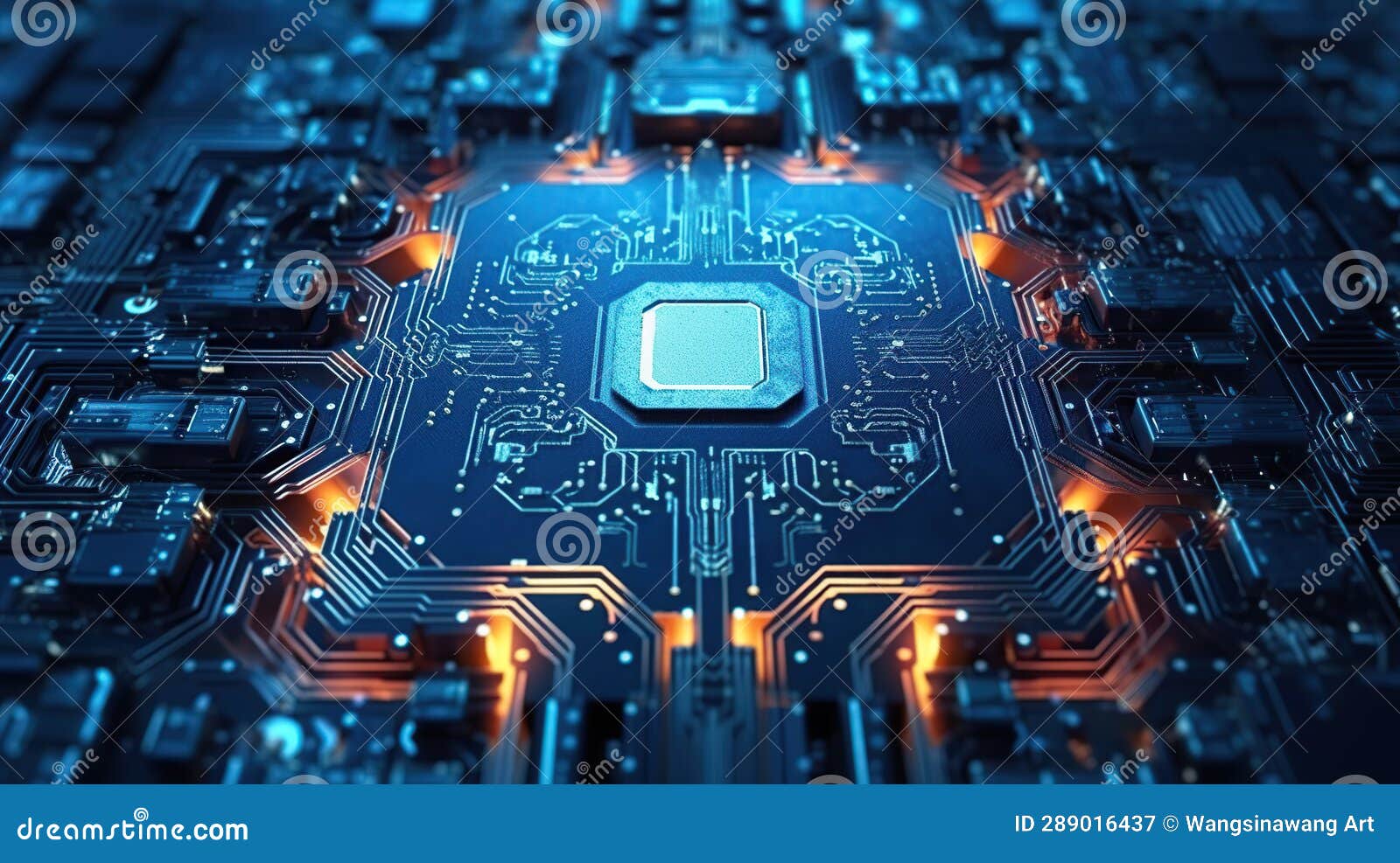 Abstract Futuristic Digital Technology Background, Cpu Motherboard ...