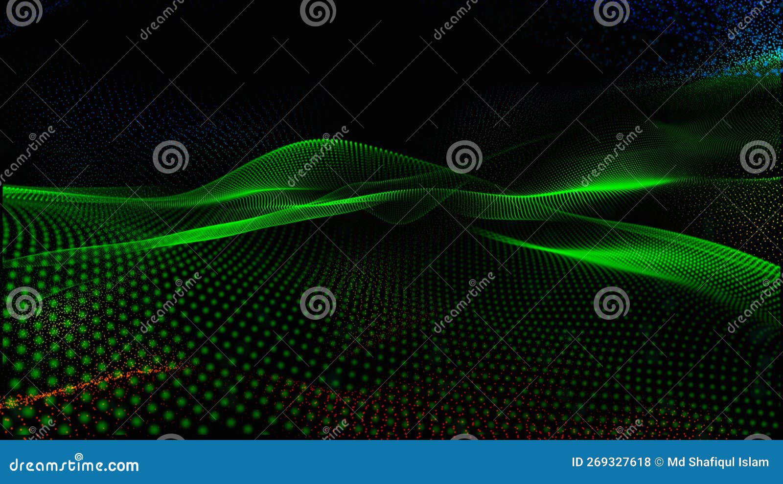 Abstract Futuristic Dot Wave Particle Wave on Dark Background ...