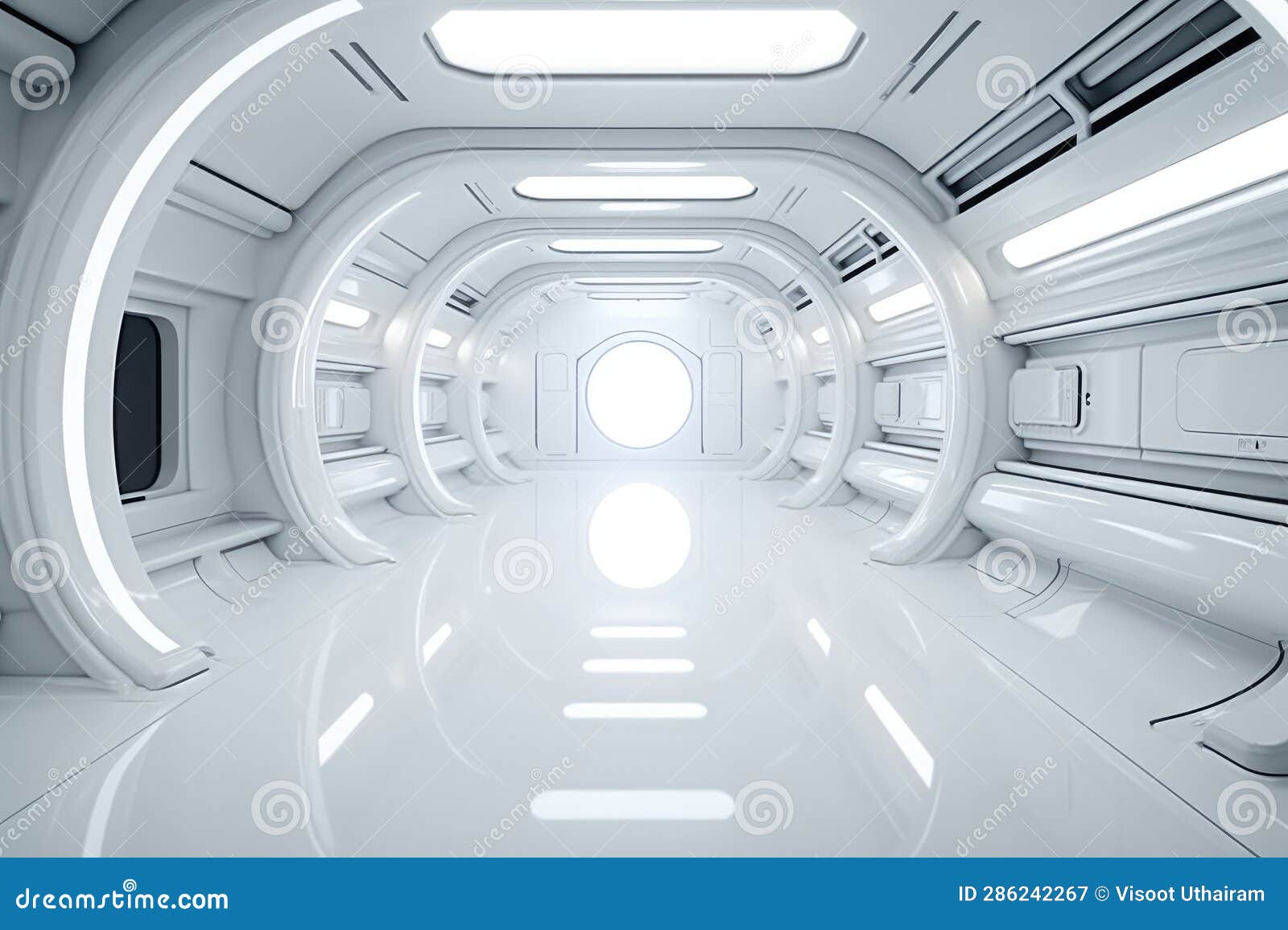 Abstract Futuristic Empty Floor and Room Sci-Fi Corridor with Light ...