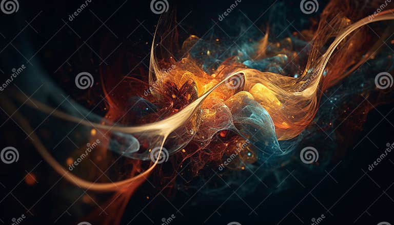Abstract Futuristic Flame Pattern in Vibrant Colored Computer Graphic ...
