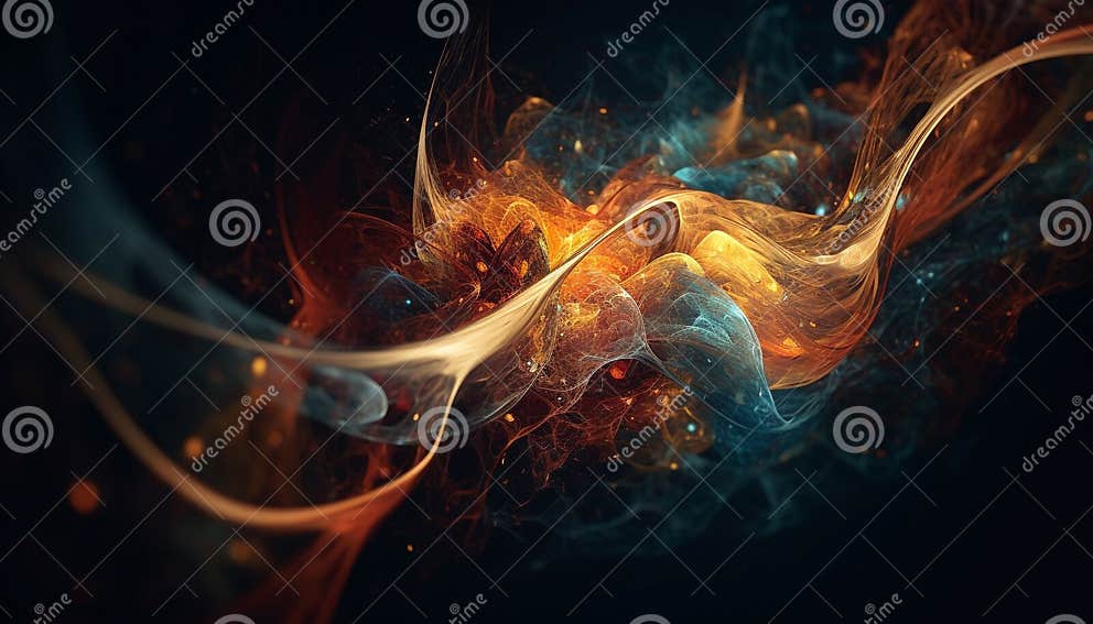 Abstract Futuristic Flame Pattern in Vibrant Colored Computer Graphic ...