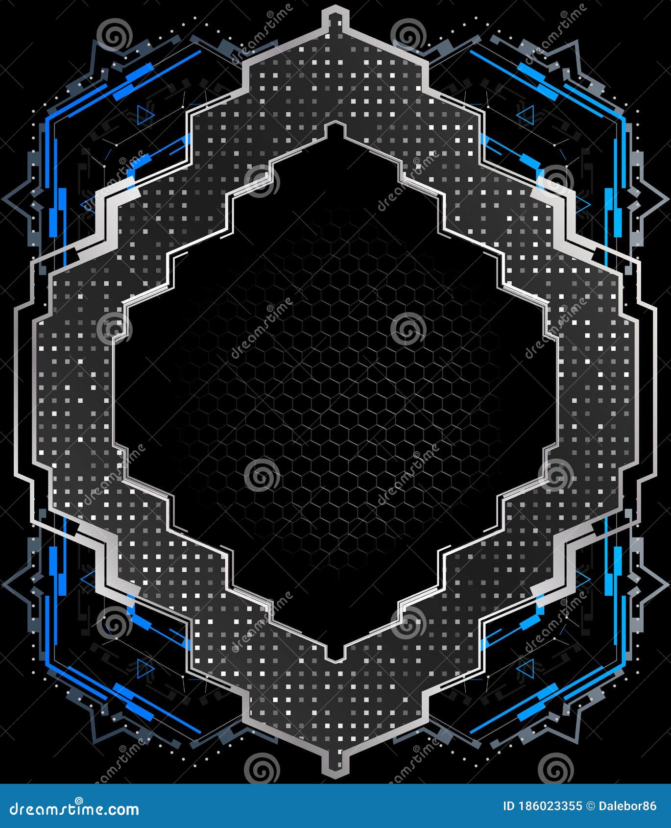 Abstract Futuristic Frame with Metallic Elements Stock Vector ...