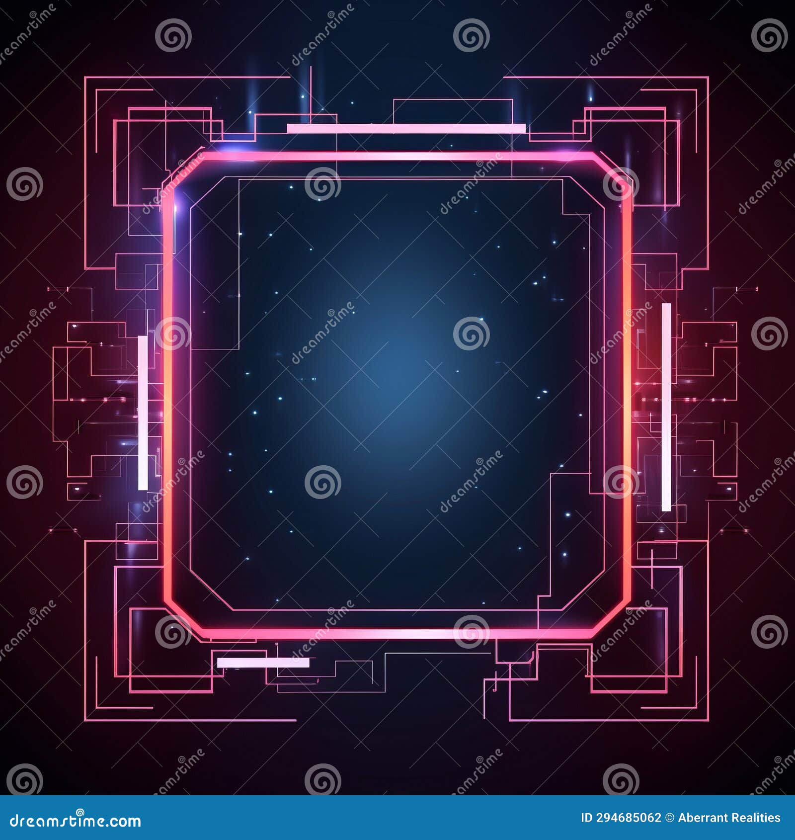 Abstract Futuristic Frame with Neon Lights on a Dark Background Stock ...