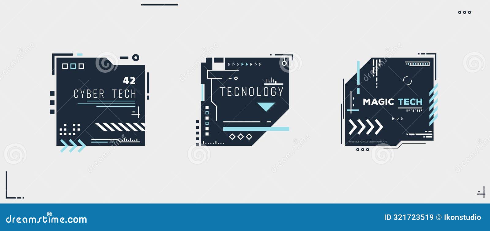 Abstract Futuristic Frames Set Stock Vector - Illustration of glitch ...