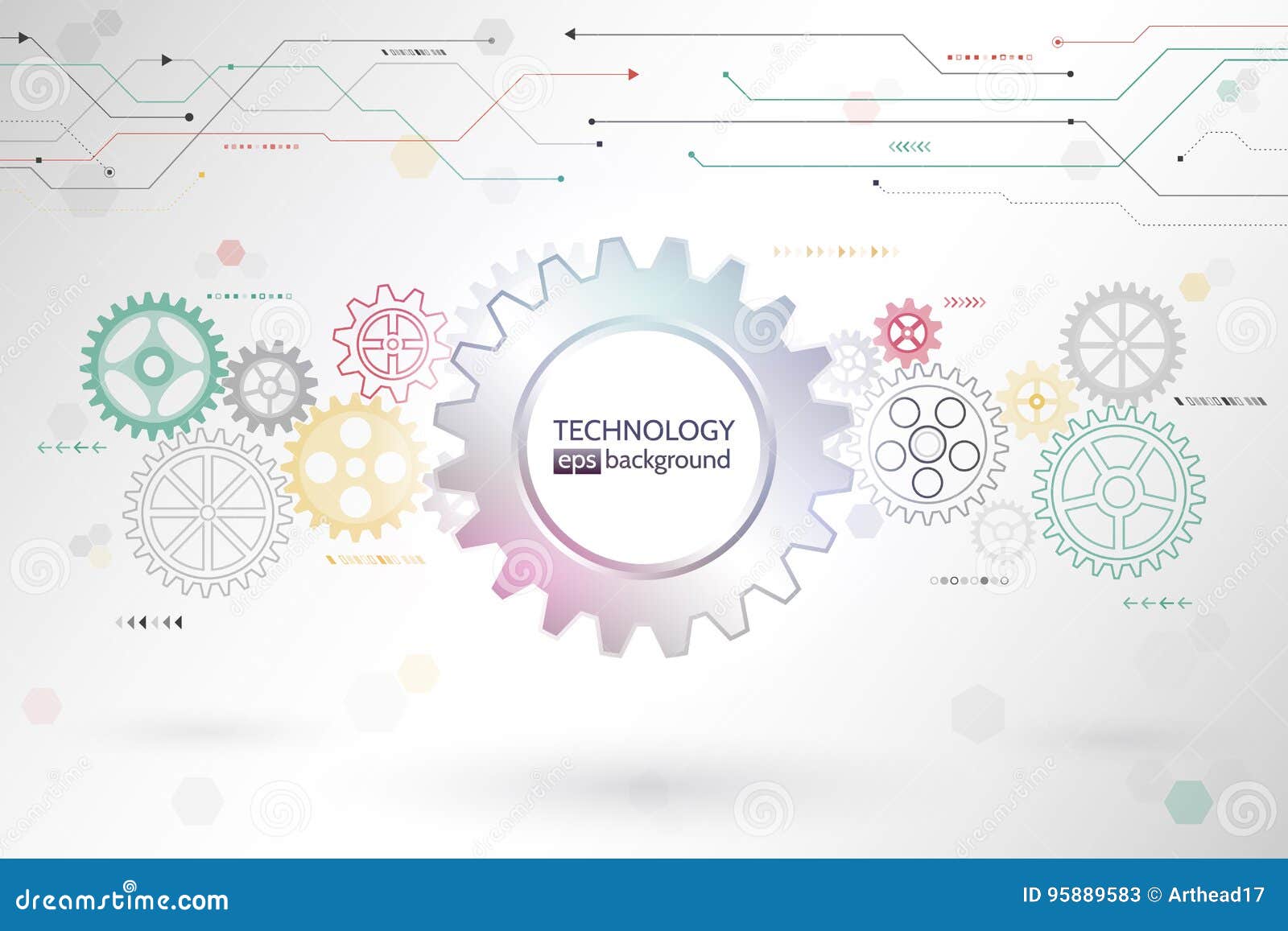 Abstract Futuristic Gears Wheel and Circuit Elements Background. Stock ...