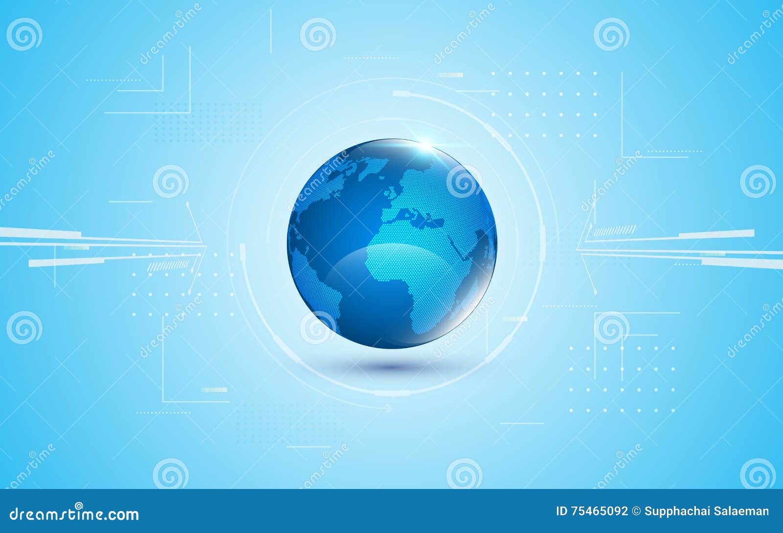 Abstract Futuristic Global Network Digital Technology Blue Globe Design