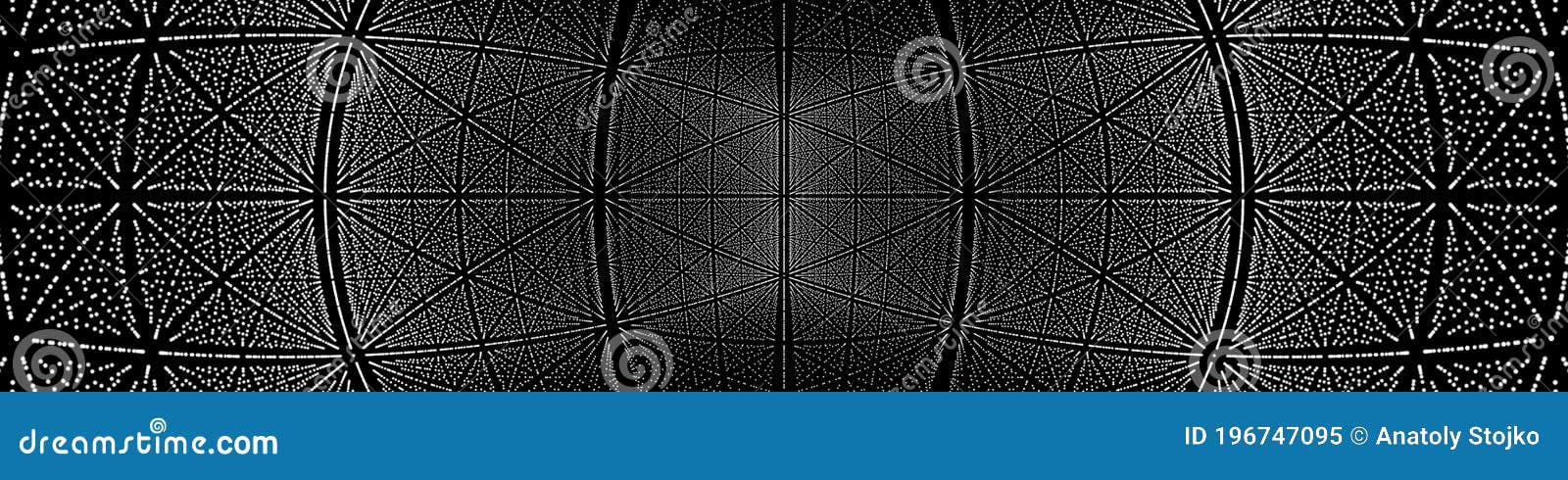 Abstract Futuristic Grid on Black Background. Geometric Grid with ...