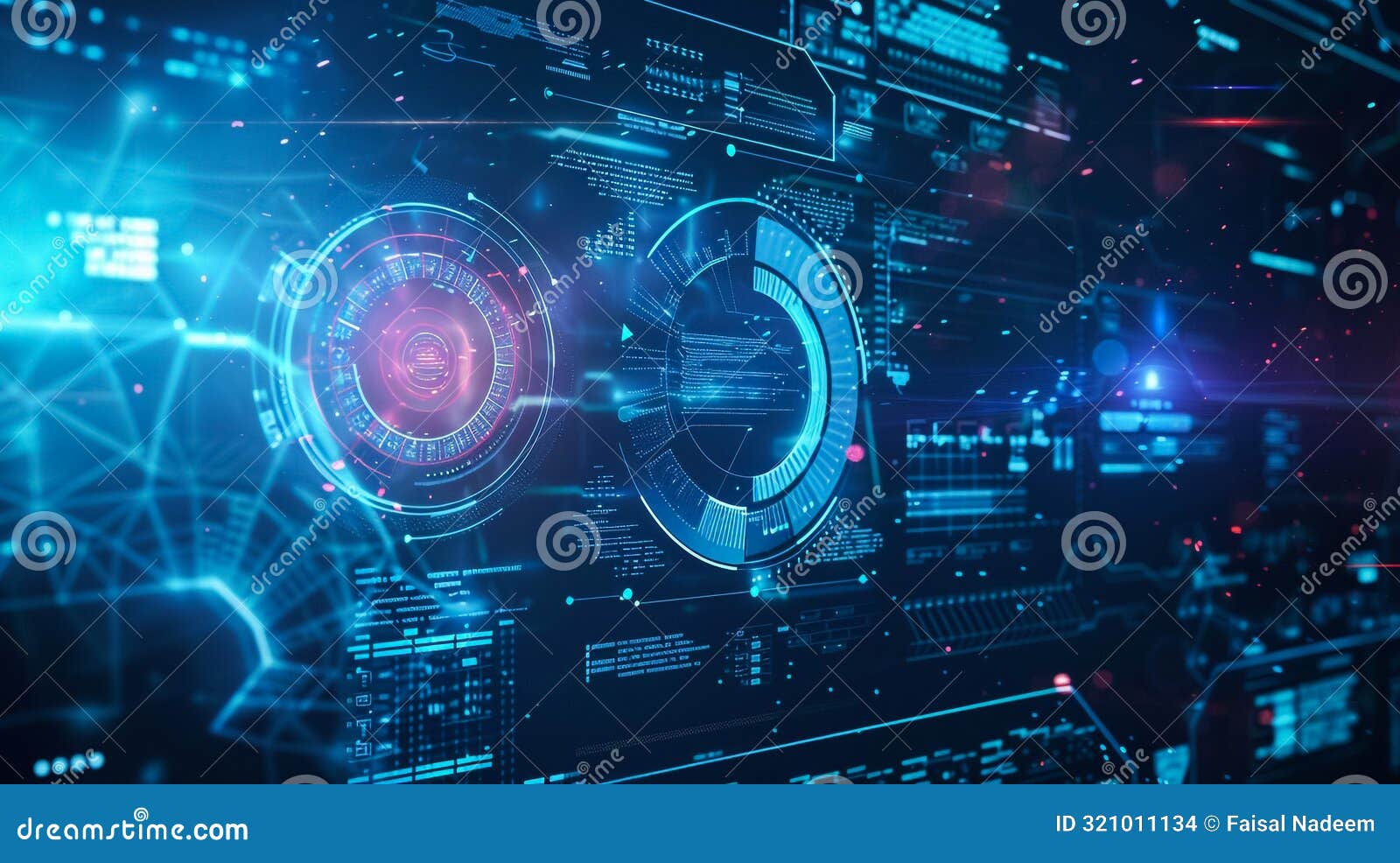 Abstract Futuristic HUD Interface Background with Digital Overlays and ...