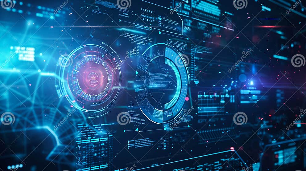 Abstract Futuristic HUD Interface Background with Digital Overlays and ...